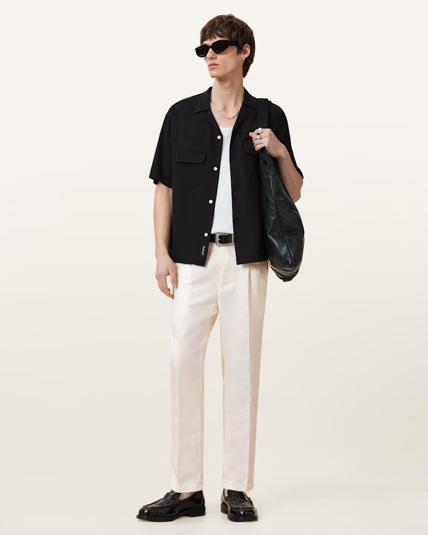 Cross Tallis Linen Blend Slim Trousers WHEATGRASS TAUPE | ALLSAINTS